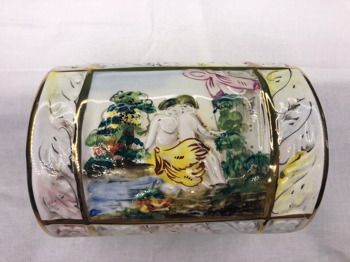 Vintage R. Capodimonte Porcelain Box for Dresser Trinkets Made in Italy ...