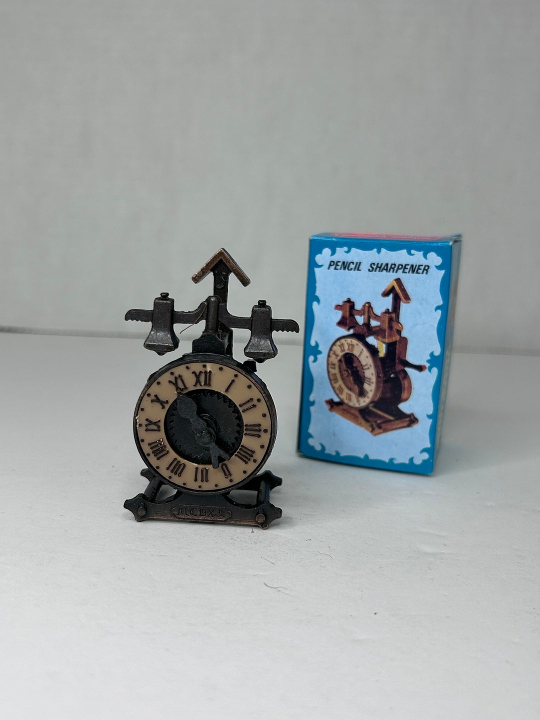 Vintage Die Cast Mini Mechanical Clock Pencil Sharpener - Etsy