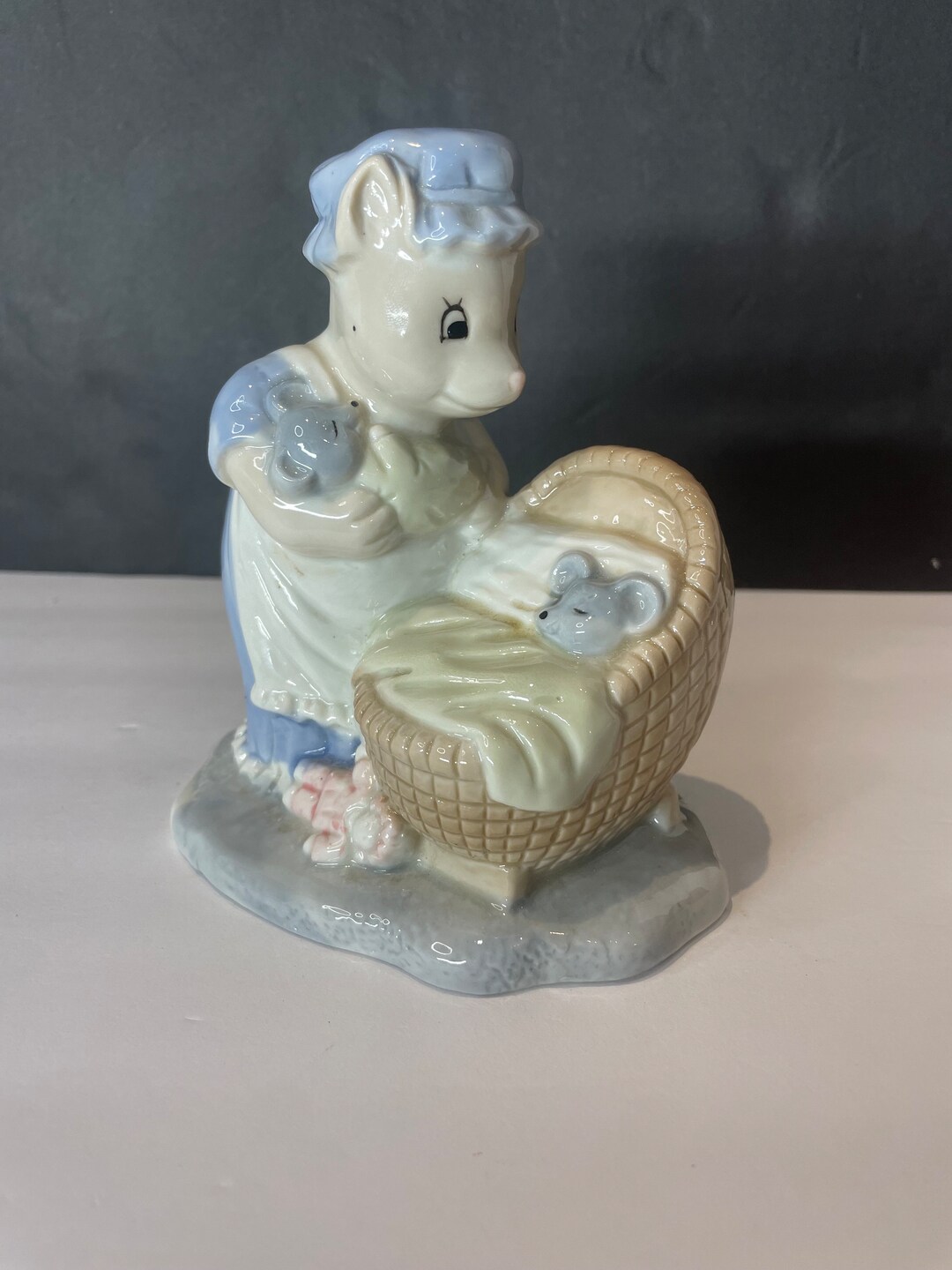 Mother Mouse Looking Over and Holding Her Baby Mice , Ceramic Figurine ...