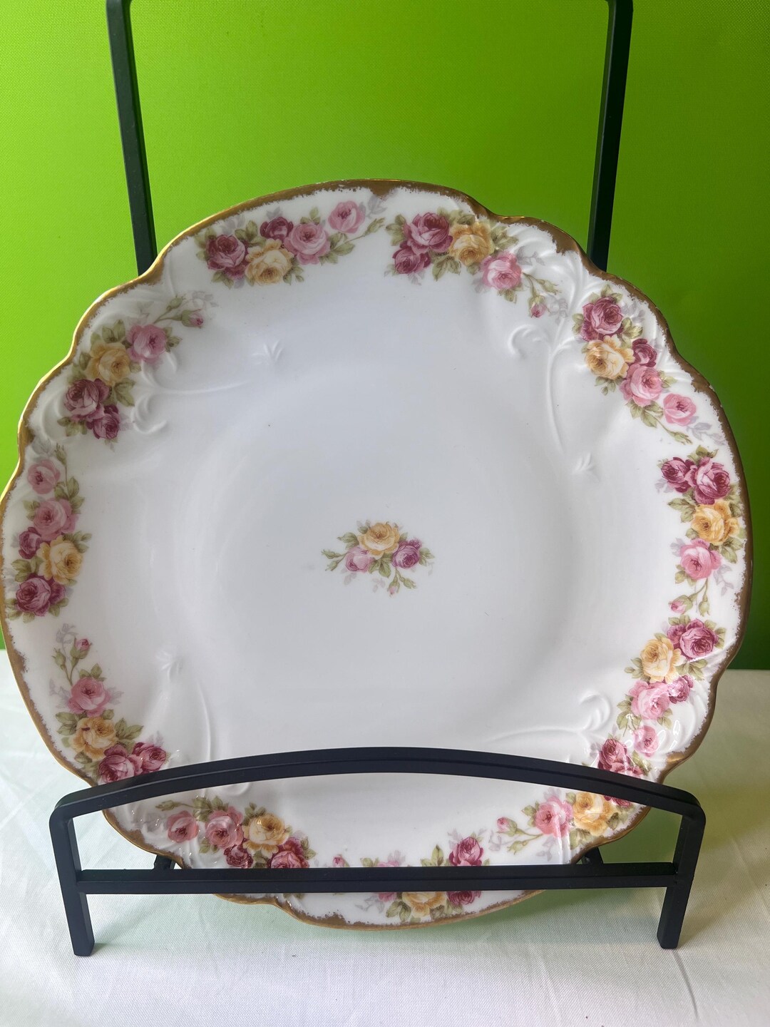 Vintage Limoges Elite Works Made in France Plate Pink and Yellow Floral ...
