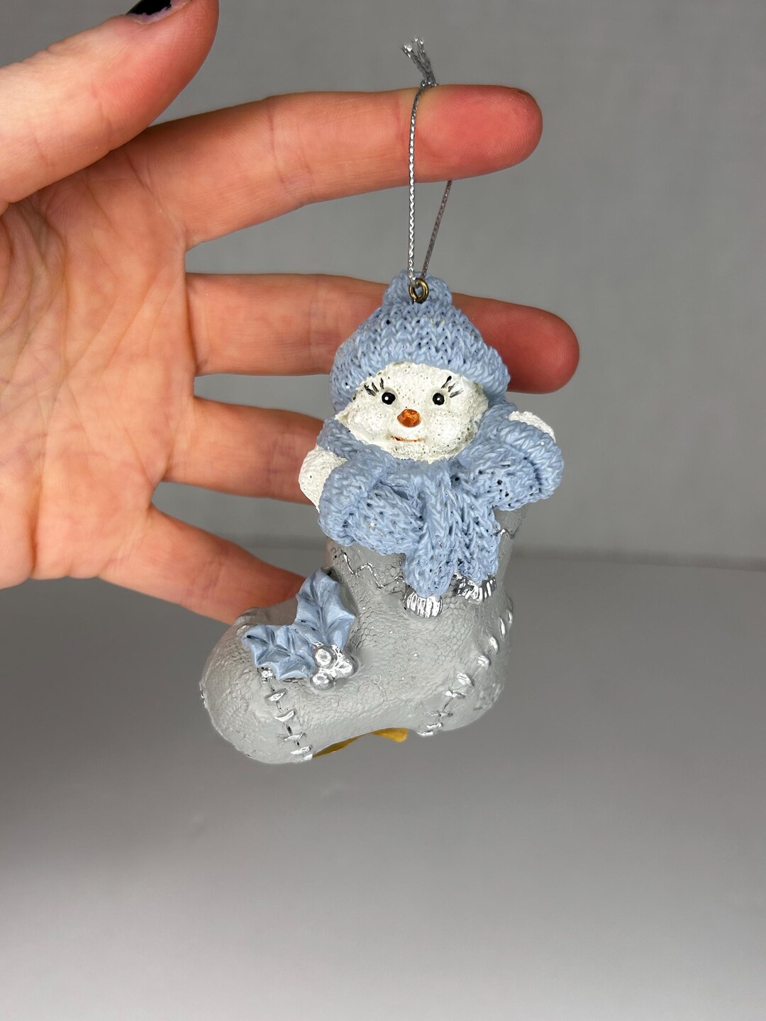 Vintage Encore Snow Buddies Snowman Sitting in a Stocking Ornament - Etsy