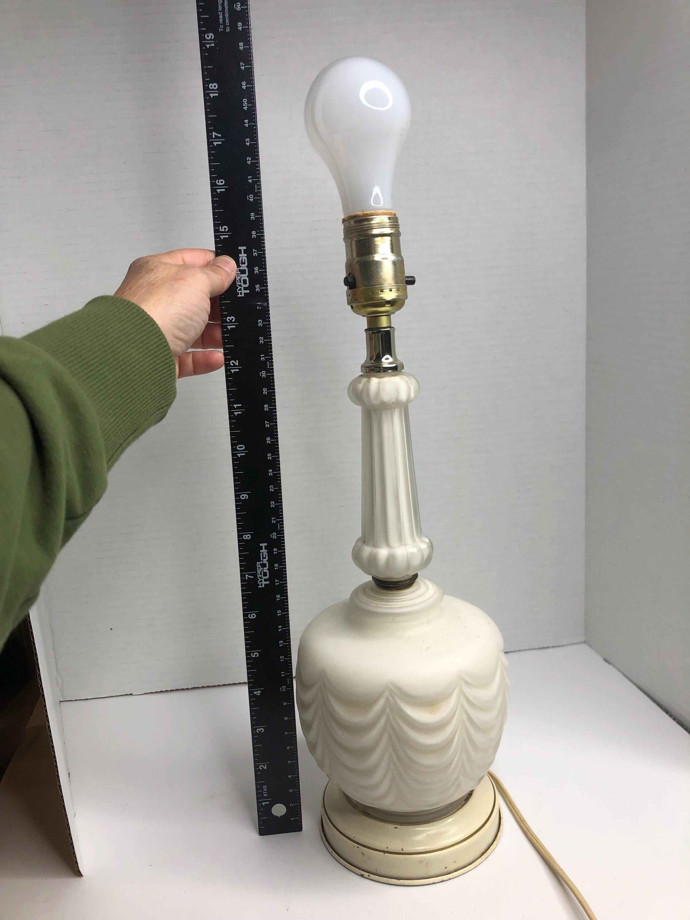 Vintage Cased Glass Satin White Table Lamp With Lincoln Drape Pattern ...