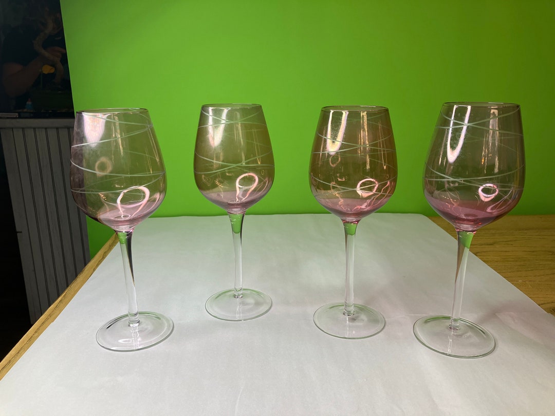 Vintage Cranberry Glass Stemware Wine Glasses Set of 4 - Etsy