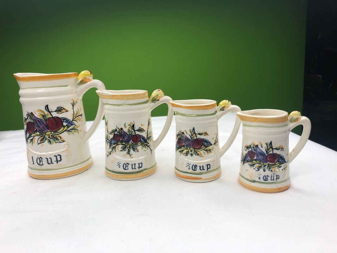 Vintage Pottery Stoneware Measuring Pitchers Hand Made in Italy Shape ...