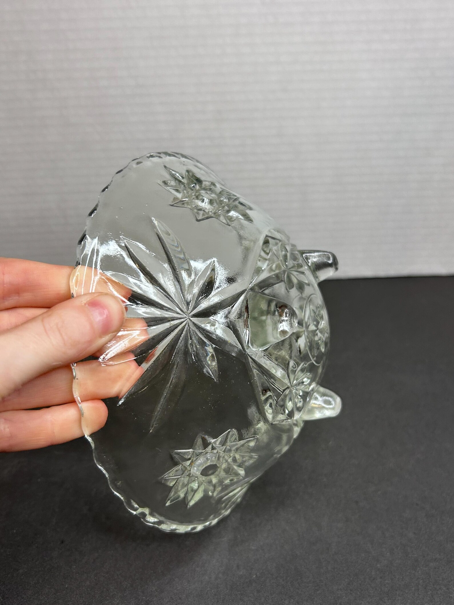 Vintage Anchor Hocking Prescut 3 Footed Flower Burst Cut Glass Candy ...