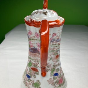 Vintage Fine Porcelain Hot Cocoa Pitcher Geisha Style Hand Painted ...