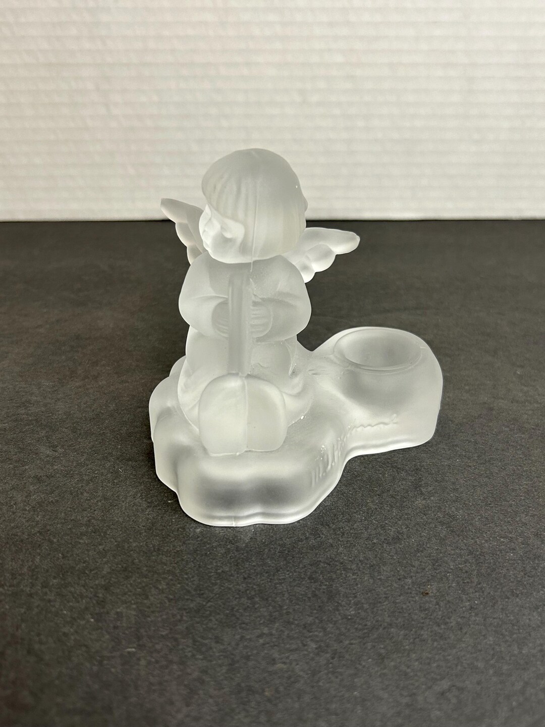 Vintage Frosted Glass Angel Playing Harp Hummel Goebel Candlestick ...