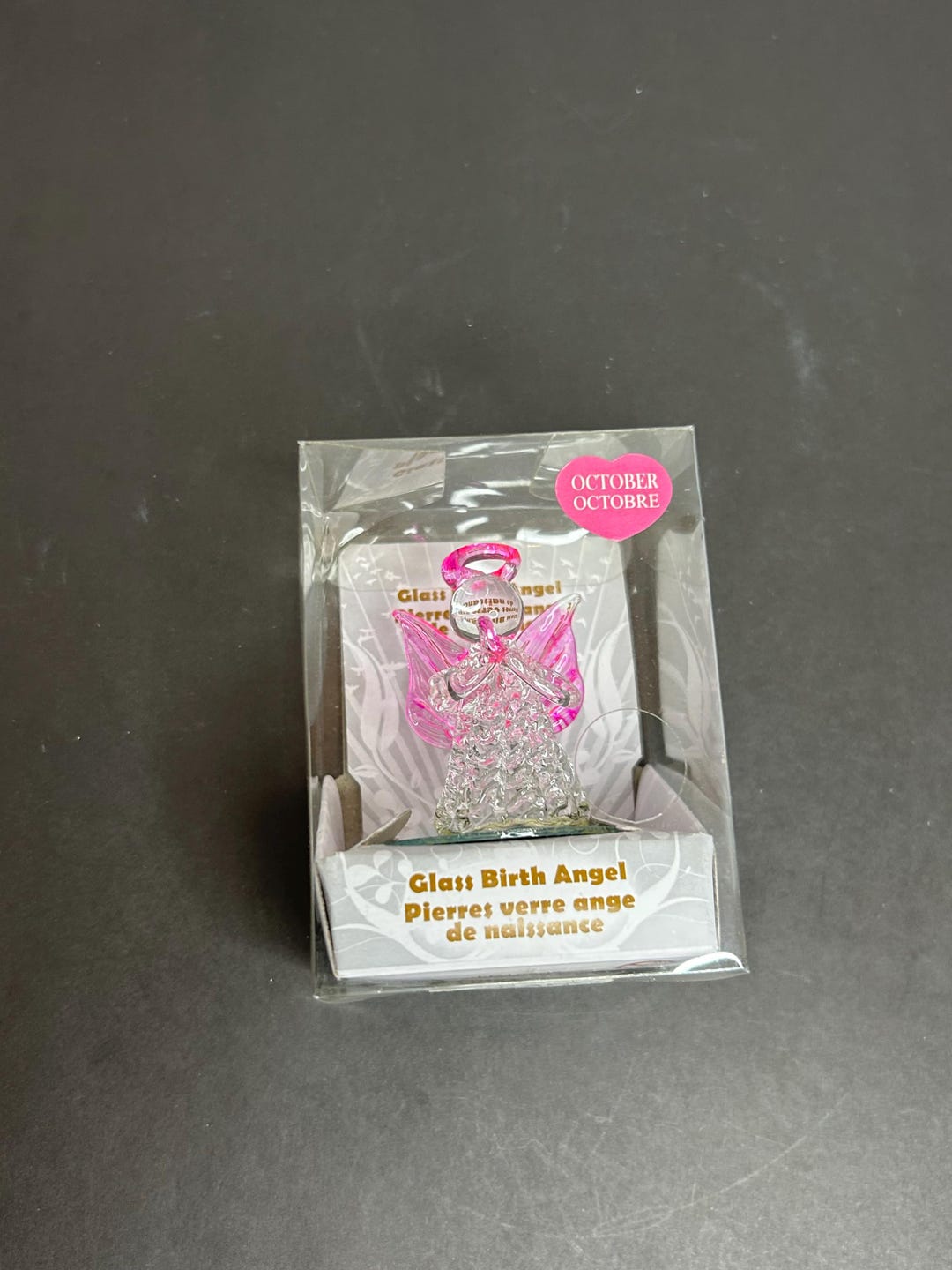 Vintage Glass Birth Month Angel October Pink Tourmaline Rose Spun Glass ...