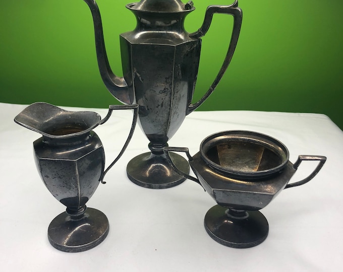 Vintage Tea Set Derby Silver Plate Company 02611 3 Piece Set With ...