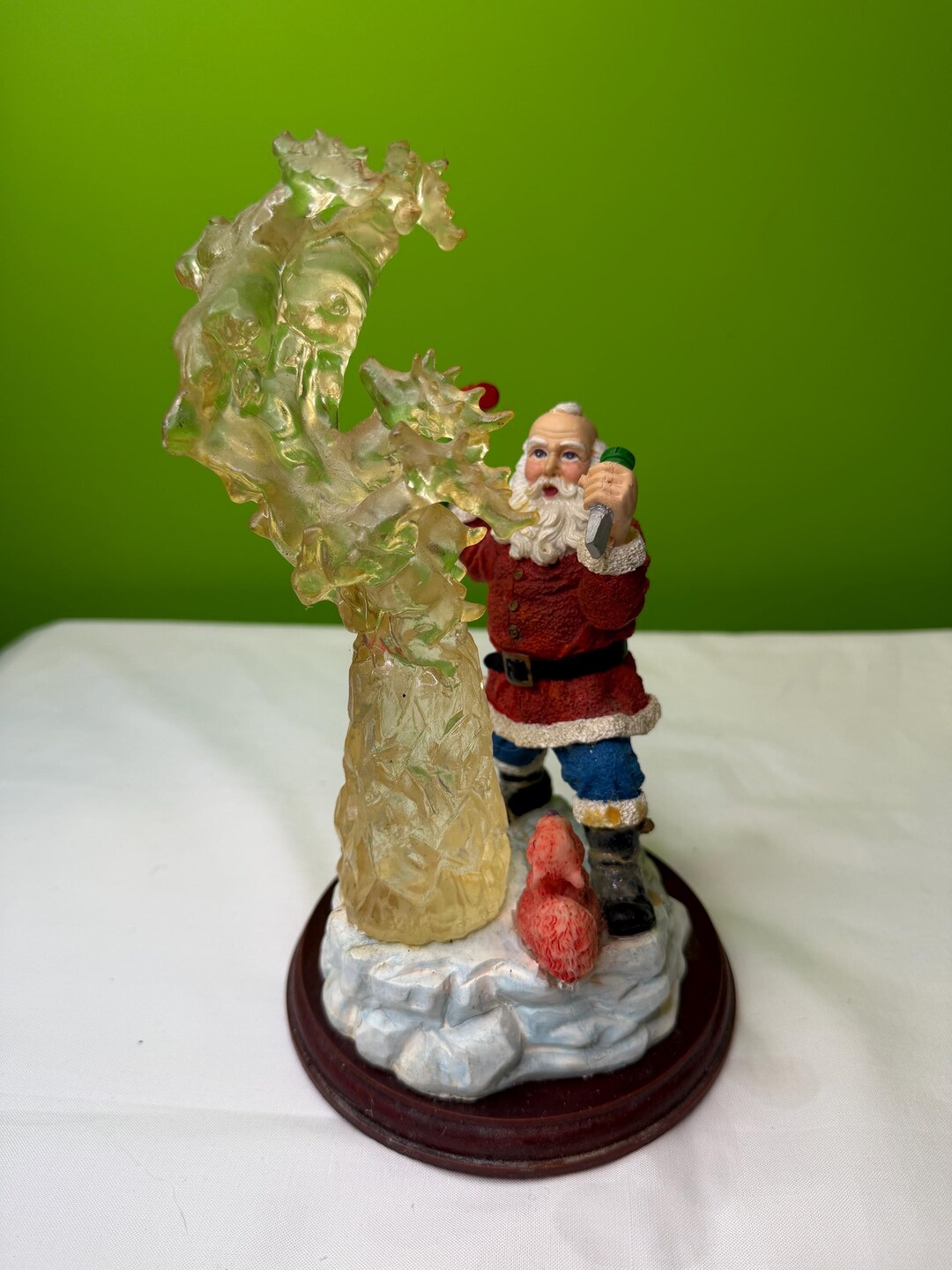Vintage Santa Claus Sculpting Ice Flying Reindeer Jaimy Statue 1990's ...