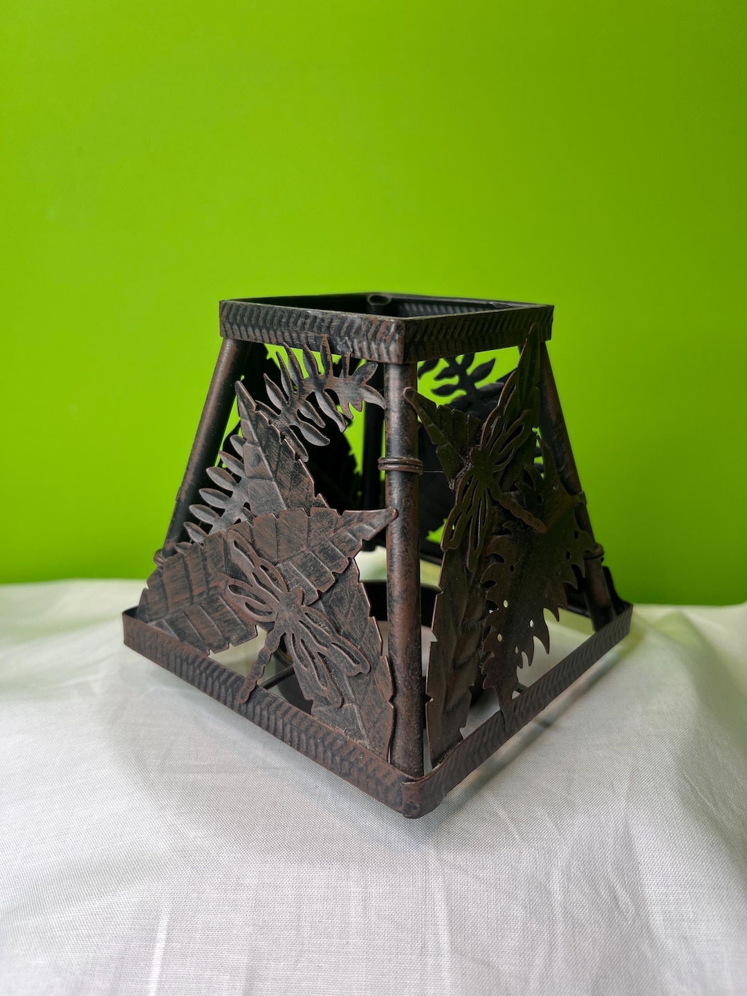 Vintage Metal Dragonfly Cut Out Candle Lamp Shade Topper ~ Fit Yankee ...