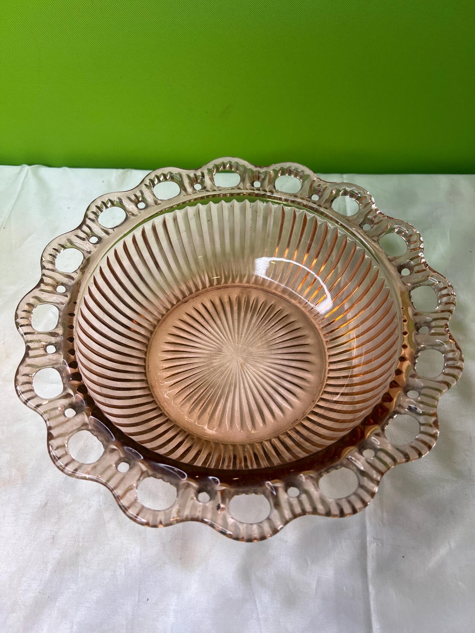 Vintage "old Colony" Pink Anchor Hocking Open Lace Ribbed Glass Bowl - Etsy