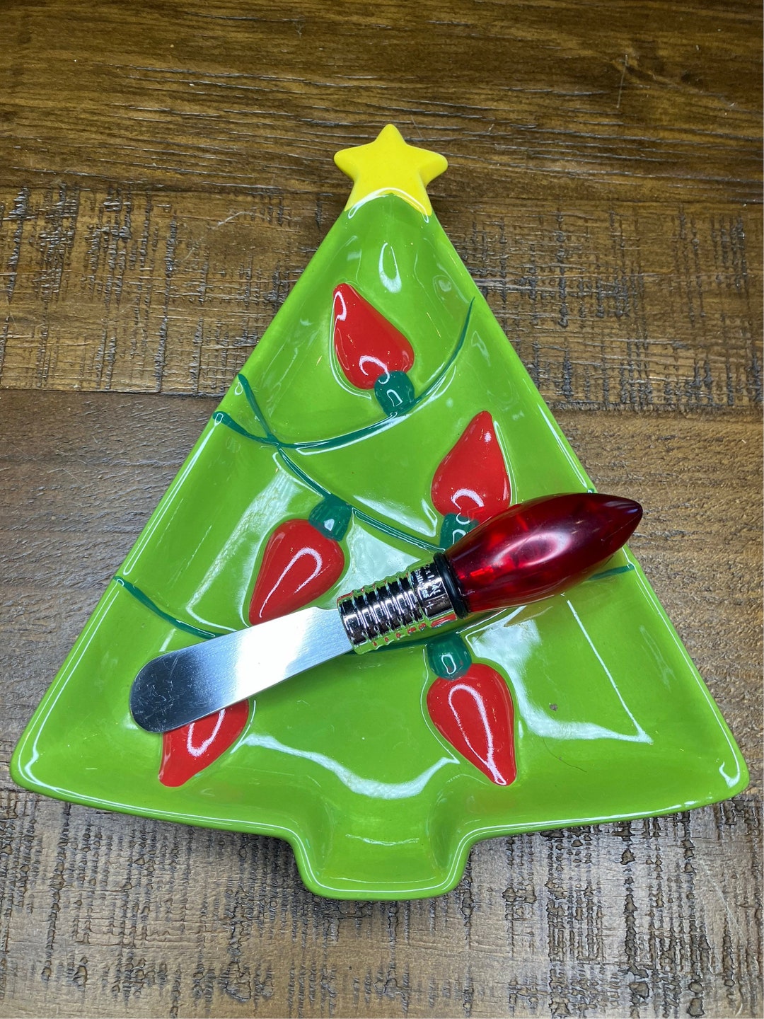 Vintage Fine Ceramic Christmas Tree Serving Dish and Christmas Bulb ...