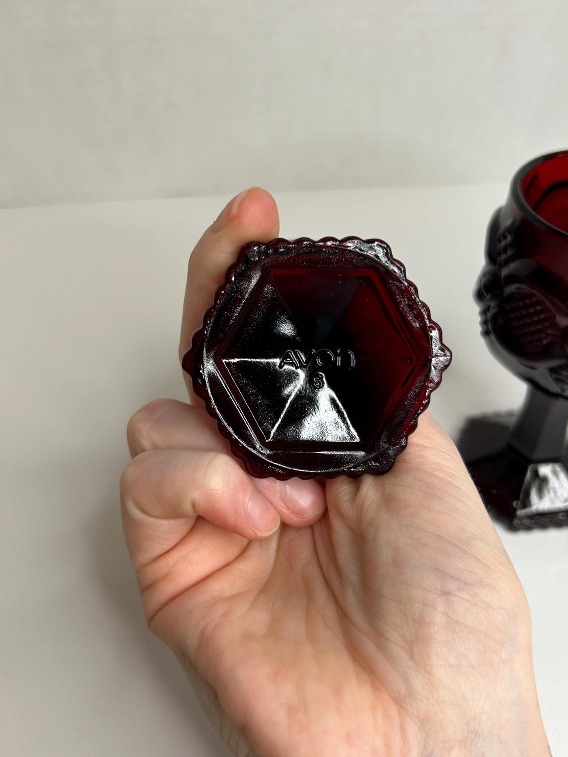 Vintage Pair of Gothic Ruby Red Avon Cape Cod Collection Glass Cordial ...