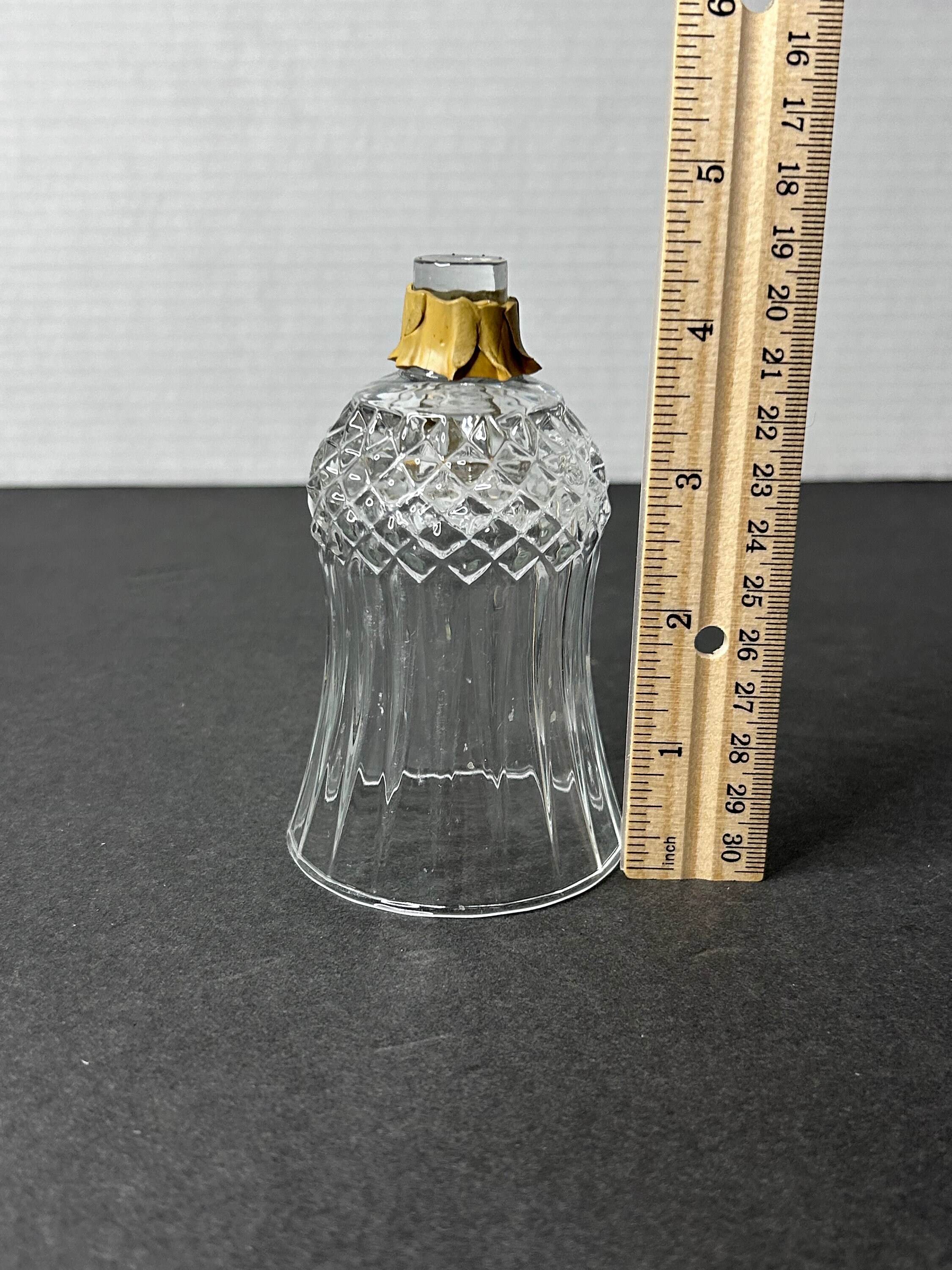 Vintage Clear Glass Diamond Cut Cathedral Bell Shape Votive Candle ...