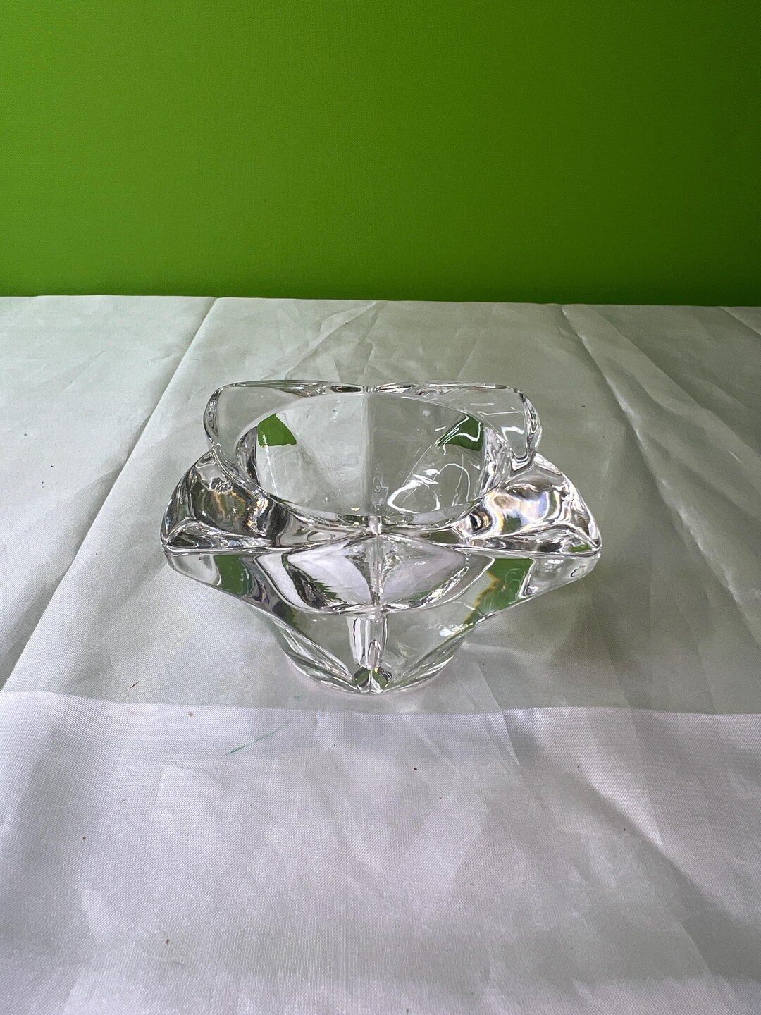 Vintage Indiana Glass Crystal Clear Ice Tulip Pattern Candle Holder - Etsy