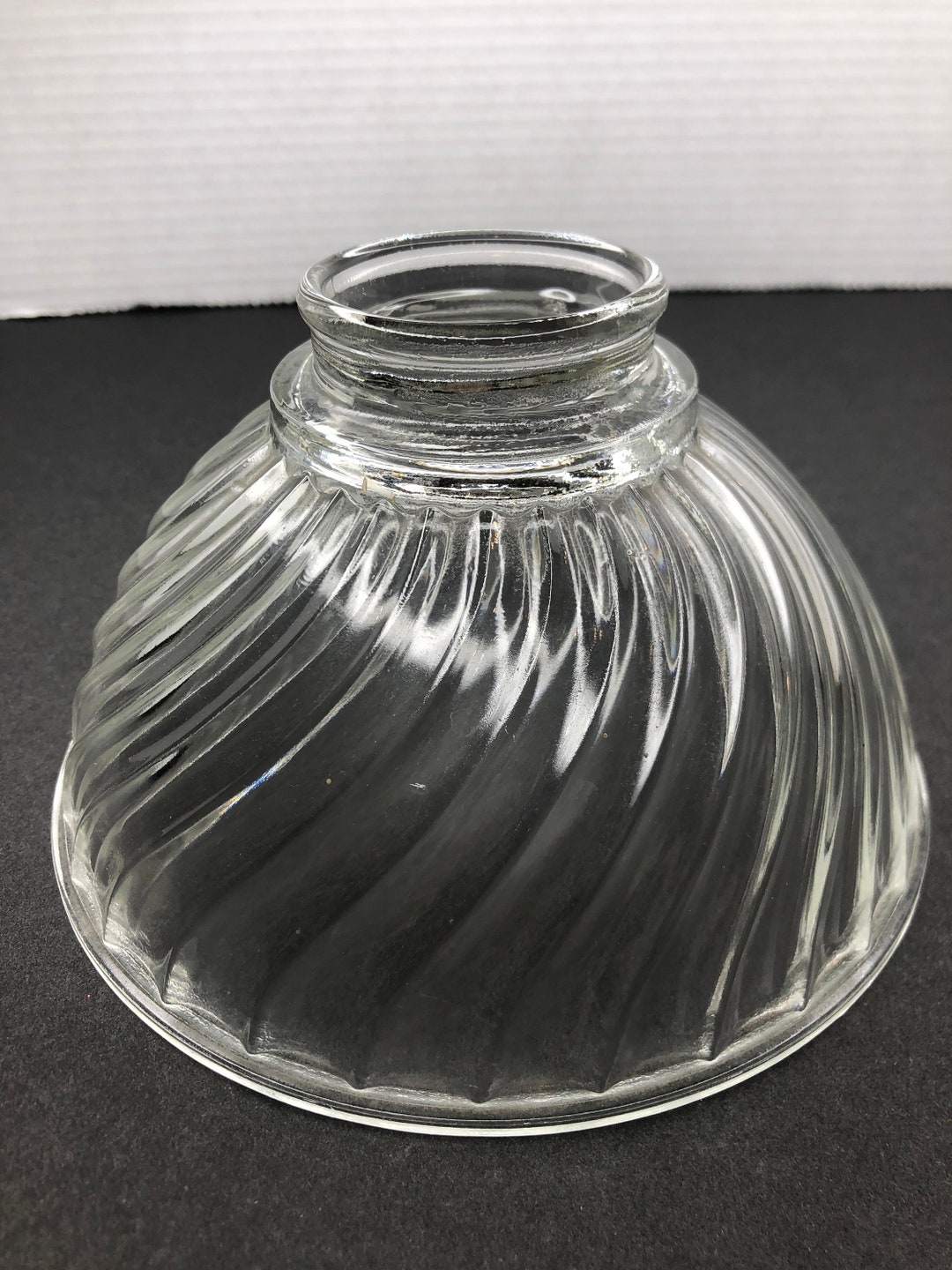 Vintage Swirl Ribbed Clear Glass Dome Shaped Shade With 2 Inch Fitter ...