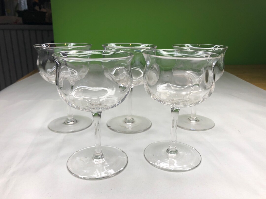 Vintage Clear Glass Dimple Design Wine or Liquor Glass With Gorgeous ...