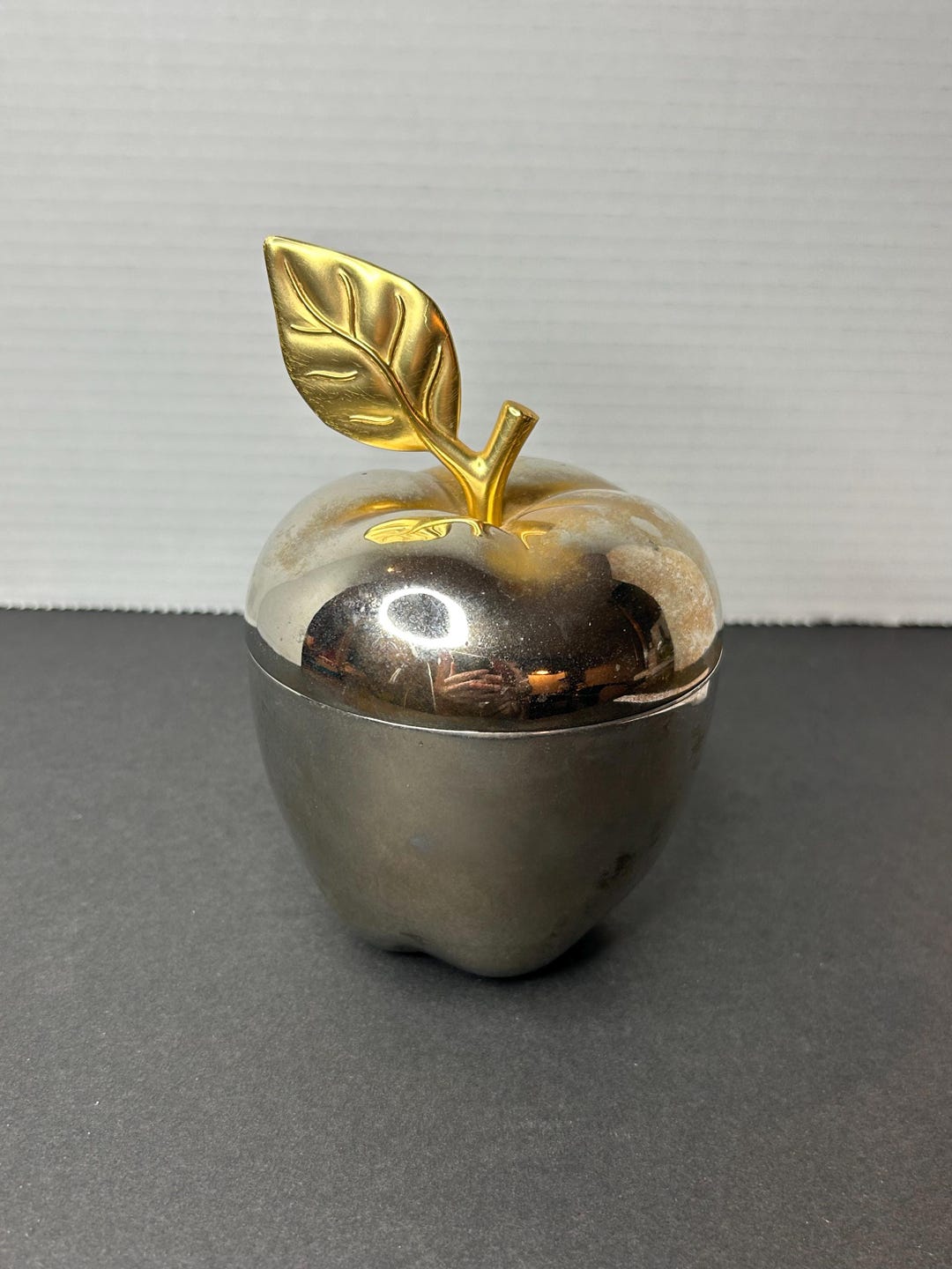 Vintage Metal Golden Apple Shaped Lidded Trinket Box - Etsy