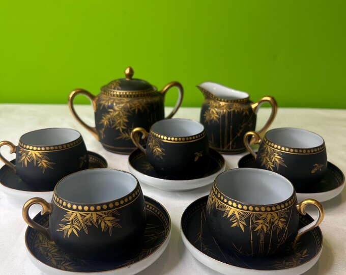 Vintage Maruko Japanese Hand Painted Porcelain Tea Set~5 Tea Cups and ...