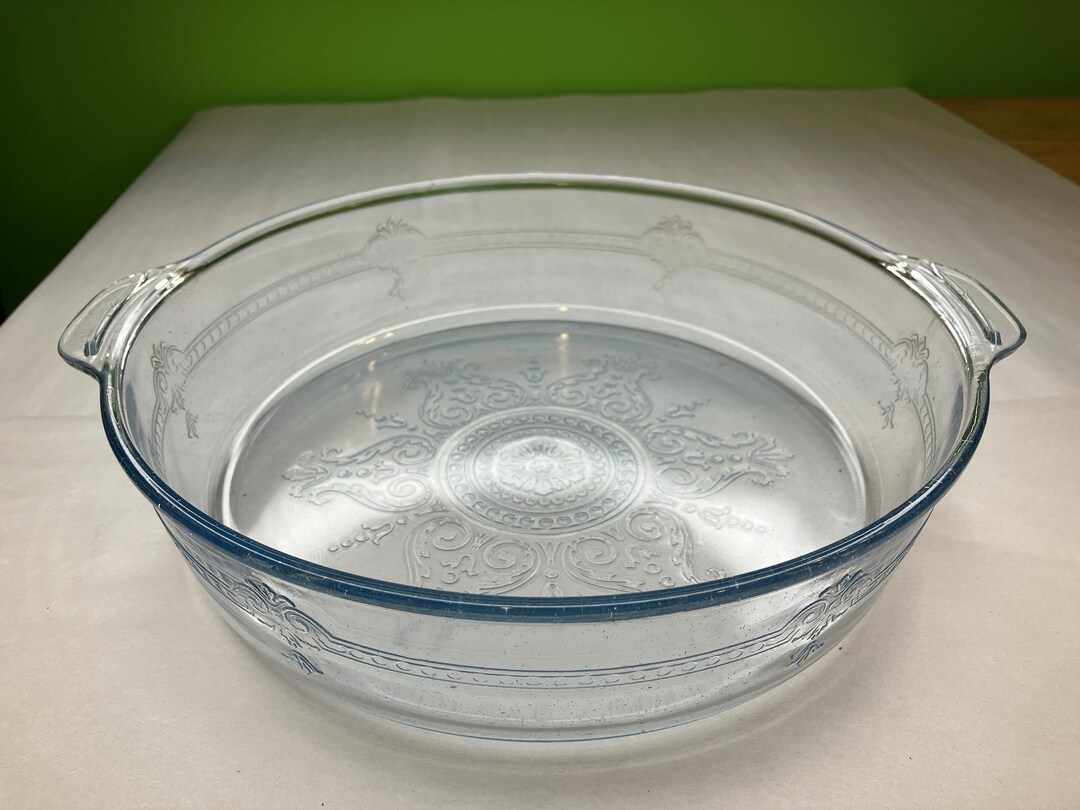 Vintage Fire King Sapphire Blue Glass Casserole Pie Dish Phibe Pattern ...