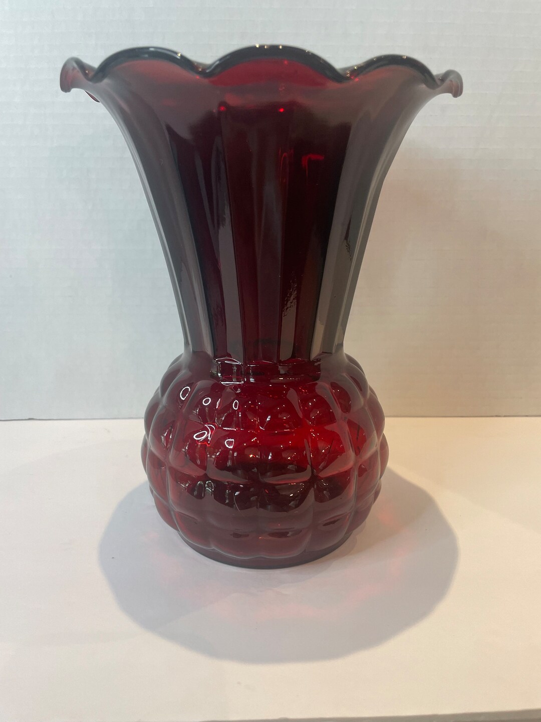 Anchor Hocking Royal Ruby Pineapple Bubble Large Vase - Etsy