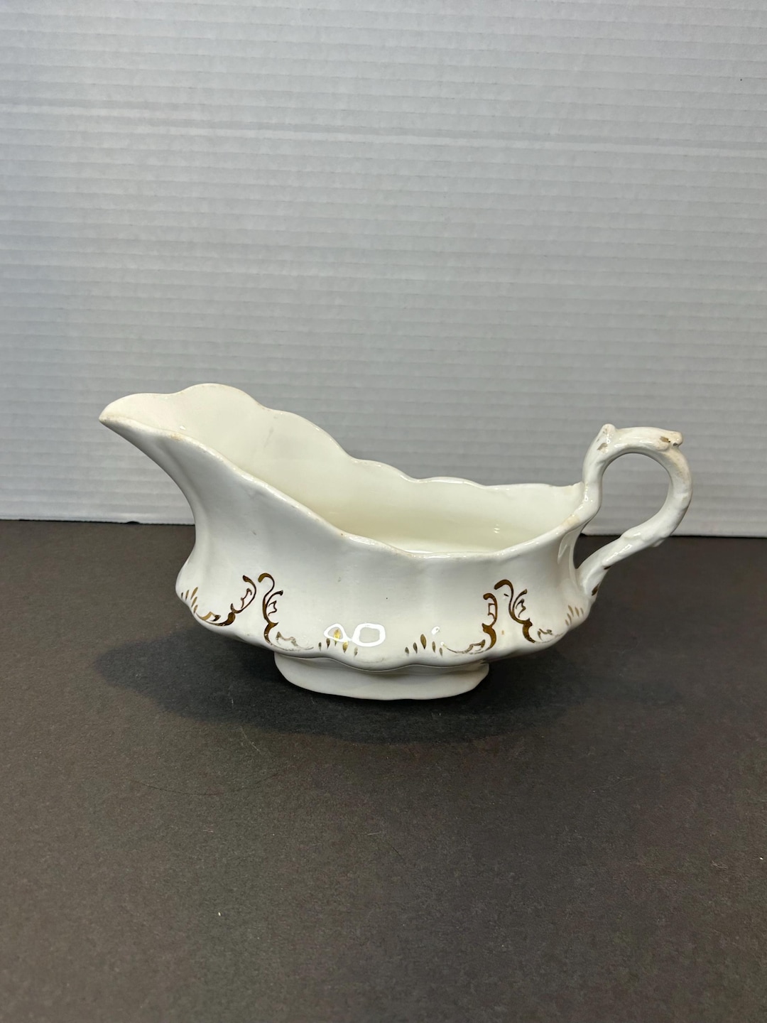 Vintage La Francaise Porcelain France Fancy Gravy Boat With Brown ...