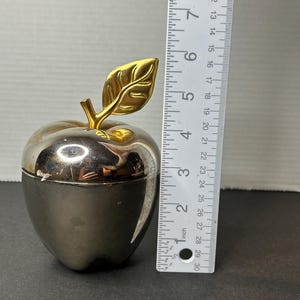 Vintage Metal Golden Apple Shaped Lidded Trinket Box - Etsy