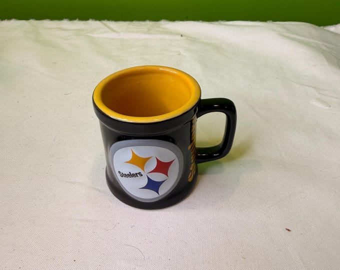 Pittsburgh Steelers Black Coffee Mug With Logo and Stencil Yellow ...