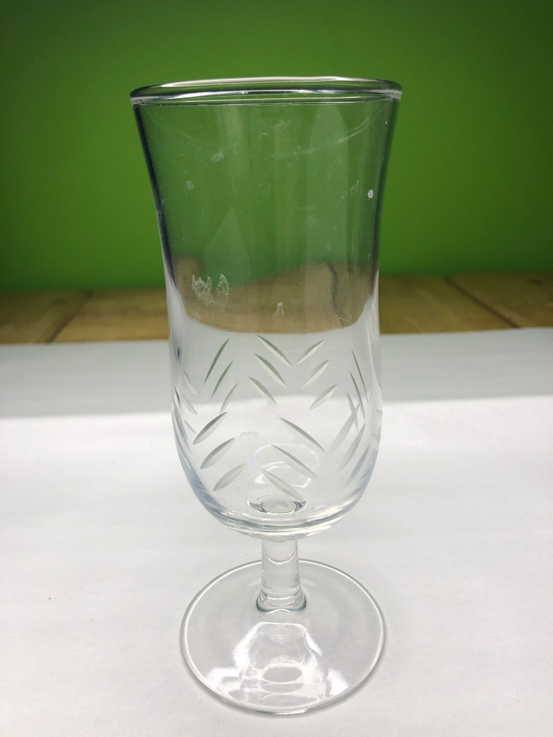 Vintage Etched Clear Glass Stemware Wine Champagne Glass With Gorgeous ...