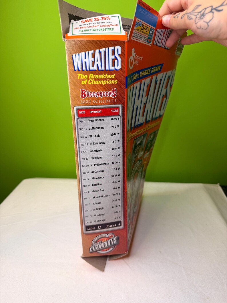 Vintabe 2002 Wheaties Empty Cereal Box Featuring the Tampa Bay ...