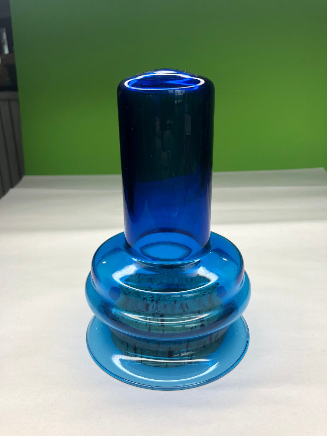 Vintage Cobalt Blue Glass Light Post Lamp With Cork and Beautiful Shape ...