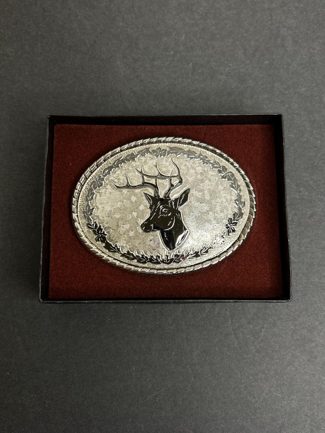 Vintage Western Silver Metal Buck Head Autumn Leaf Loop Belt Buckle - Etsy