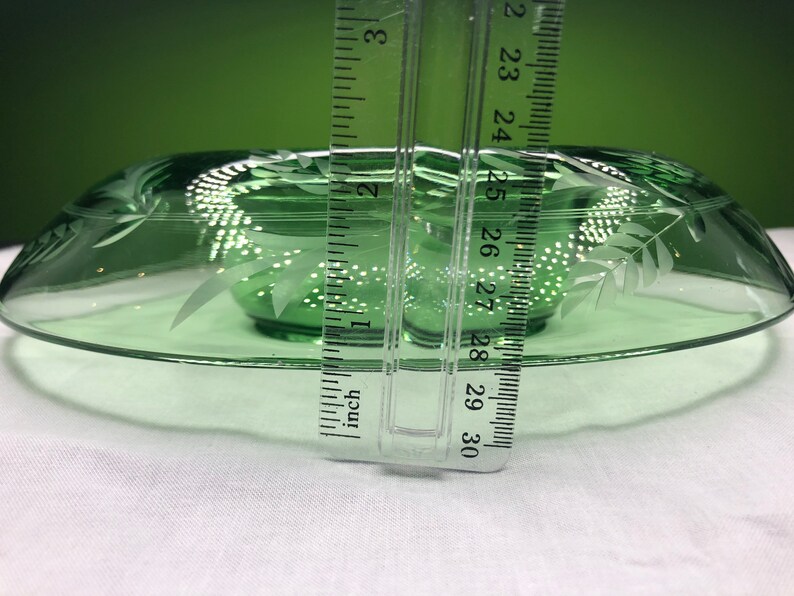 Vintage Vaseline Green Depression Glass Rolled Edge Console - Etsy