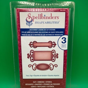 Spellbinders Shapeabilitites S4235 "fancy Tags" Cut, Emboss, Stencil 3 ...