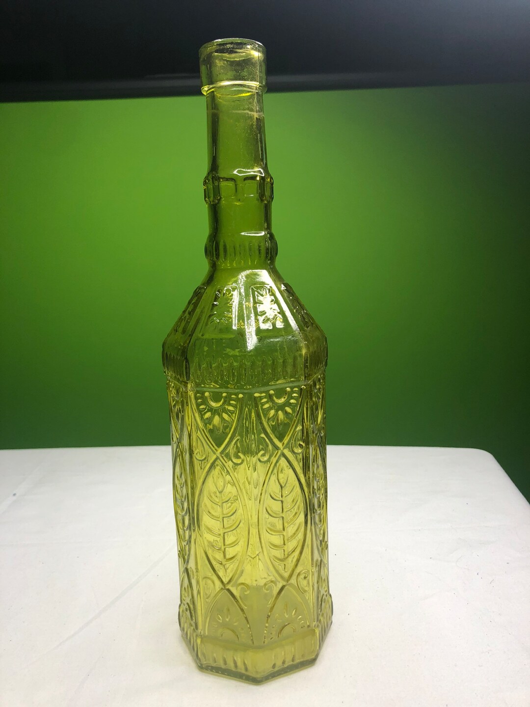 Vintage Lemon Lime Glass Bottle Tall With Great Design and With ...
