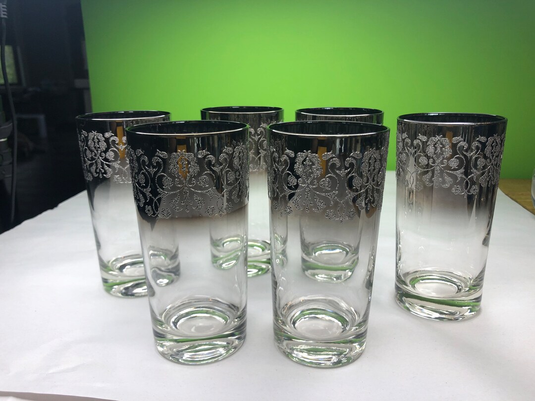 Vintage Royal Lusterware Smoke Hombre Tall Highball Glasses Tumblers ...