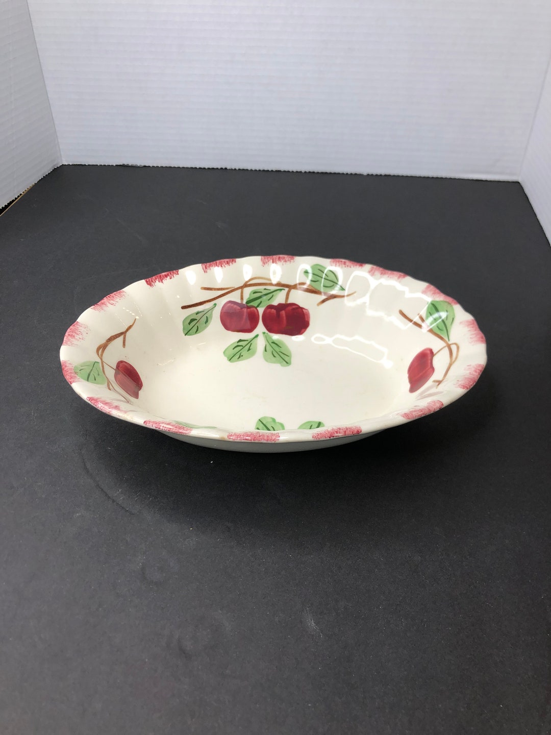 Vintage Mid-century Blue Ridge Potteries ,serving Bowl, Pink Edge. Red ...