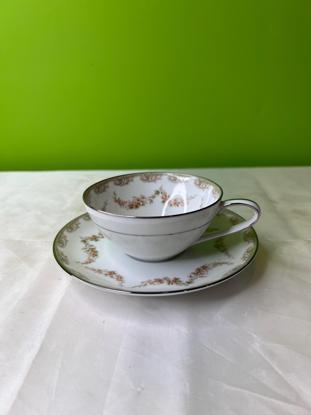 Vintage Noritake Denise Tea Cup and Saucer With Silver or Platinum Trim ...