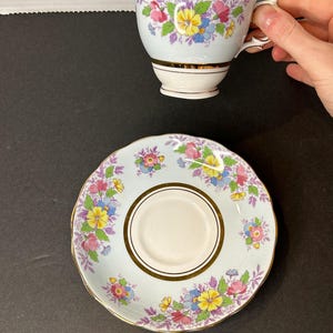 Vintage Colclough England Bone China Pale Blue / White With Floral ...