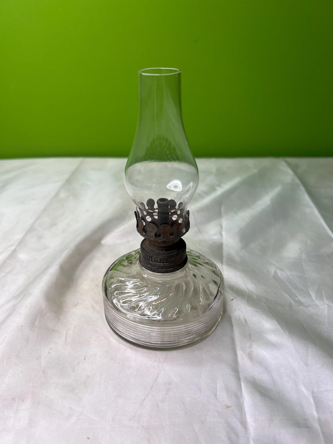 Vintage Miniature Clear Glass Oil Lamp With Swirl Design - Etsy