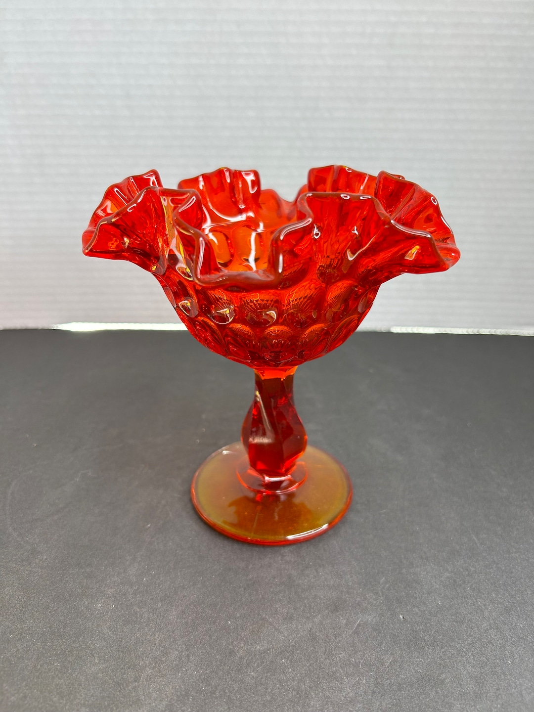Vintage Red Ruby Glass Fenton Amberina Ruffle Compote Dish - Etsy