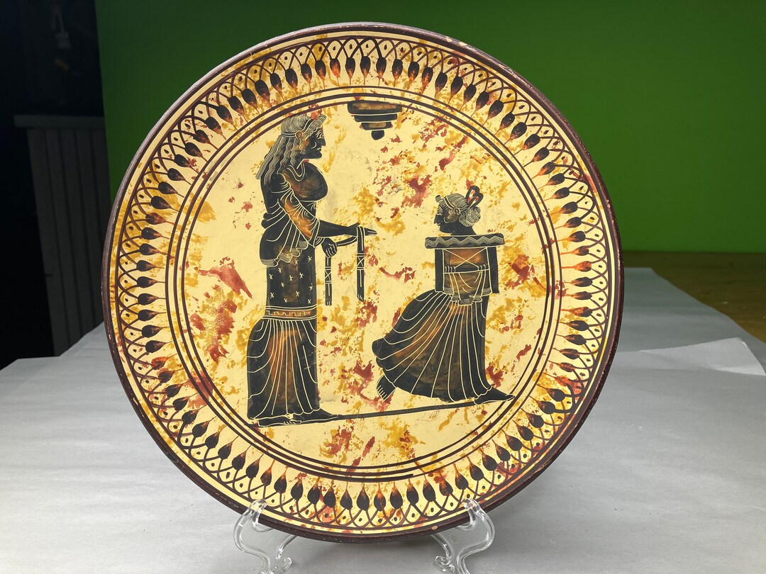 Vintage Greek Ceramic Pottery Collectible Plate Classical Period 450 BC ...