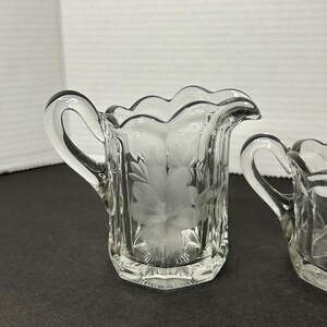 Vintage Octagon Clear Glass Scratch/etched Flower Petal Sugar and ...