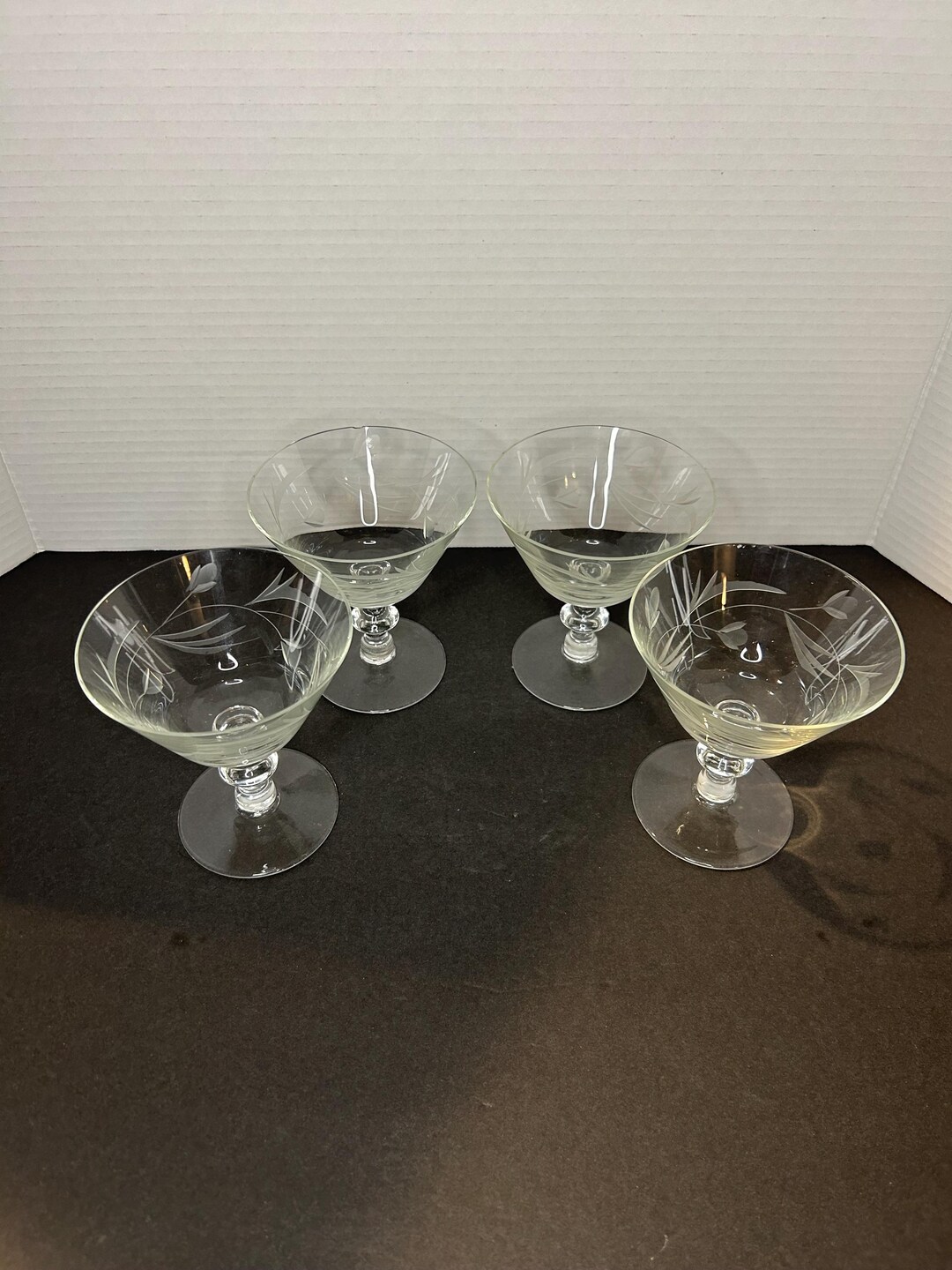 Vintage Etched Polish Crystal Set of 3 Stemmed Cone Liquor Wine Glasses ...