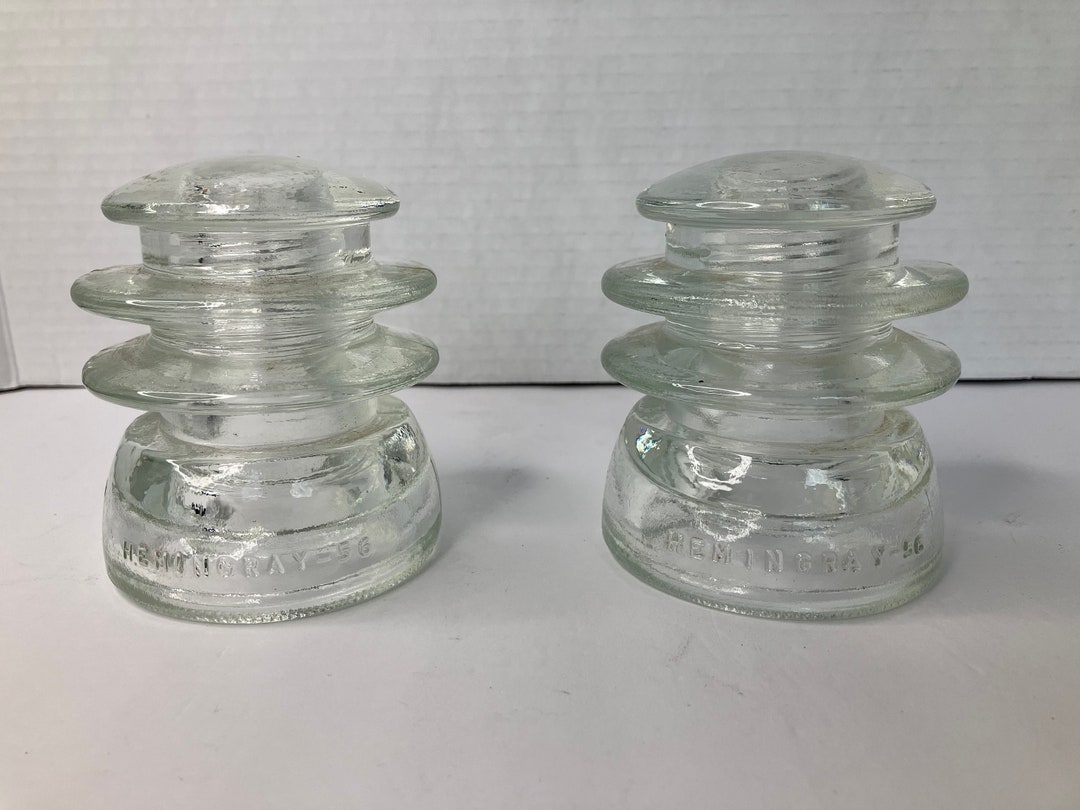 Vintage Hemingray 56 Clear ICE Glass Insulator, Embossed Made in USA 14 ...