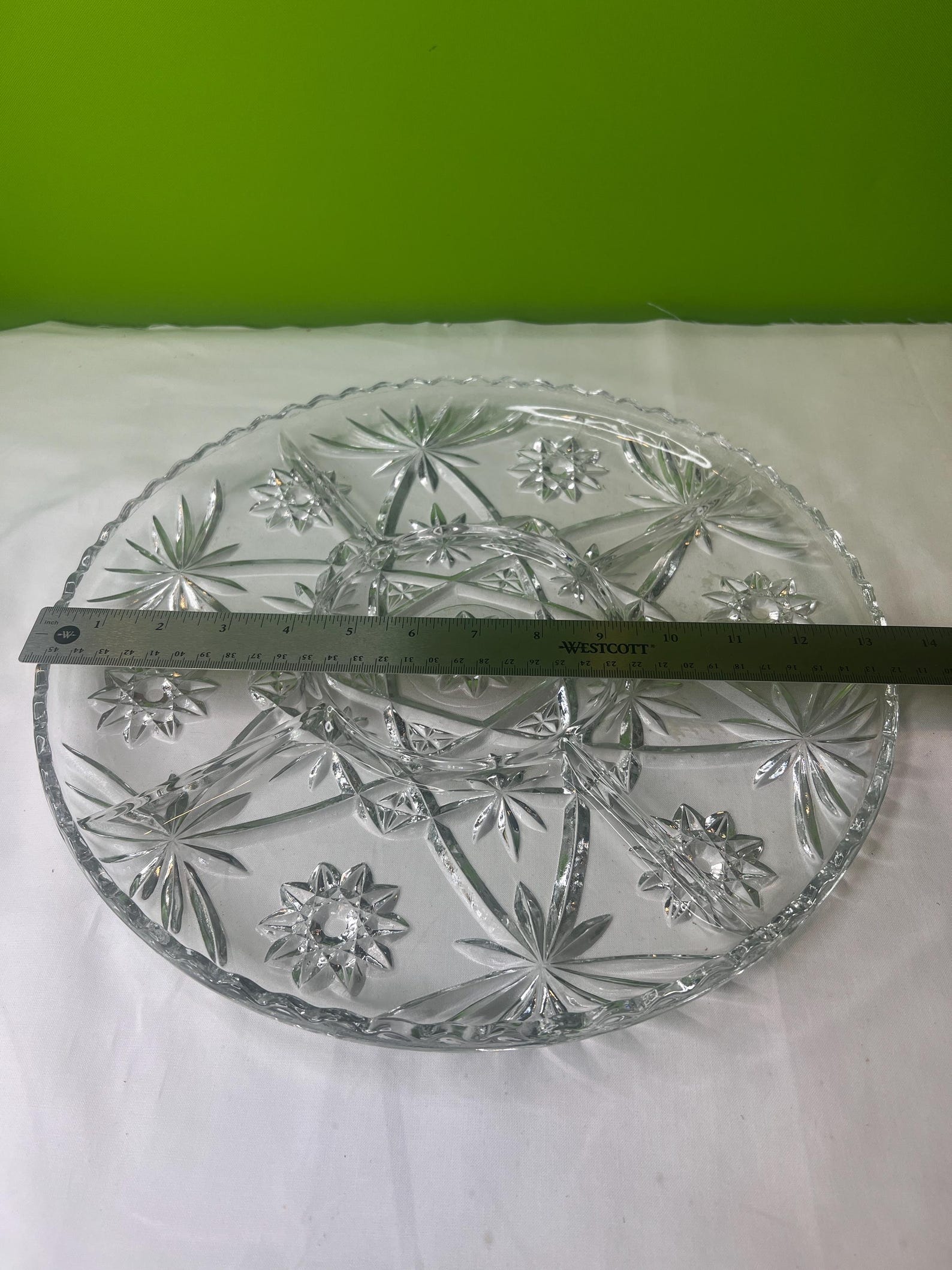 Vintage Large Heavy Glass/crystal Serving Plate With Star Pattern With ...