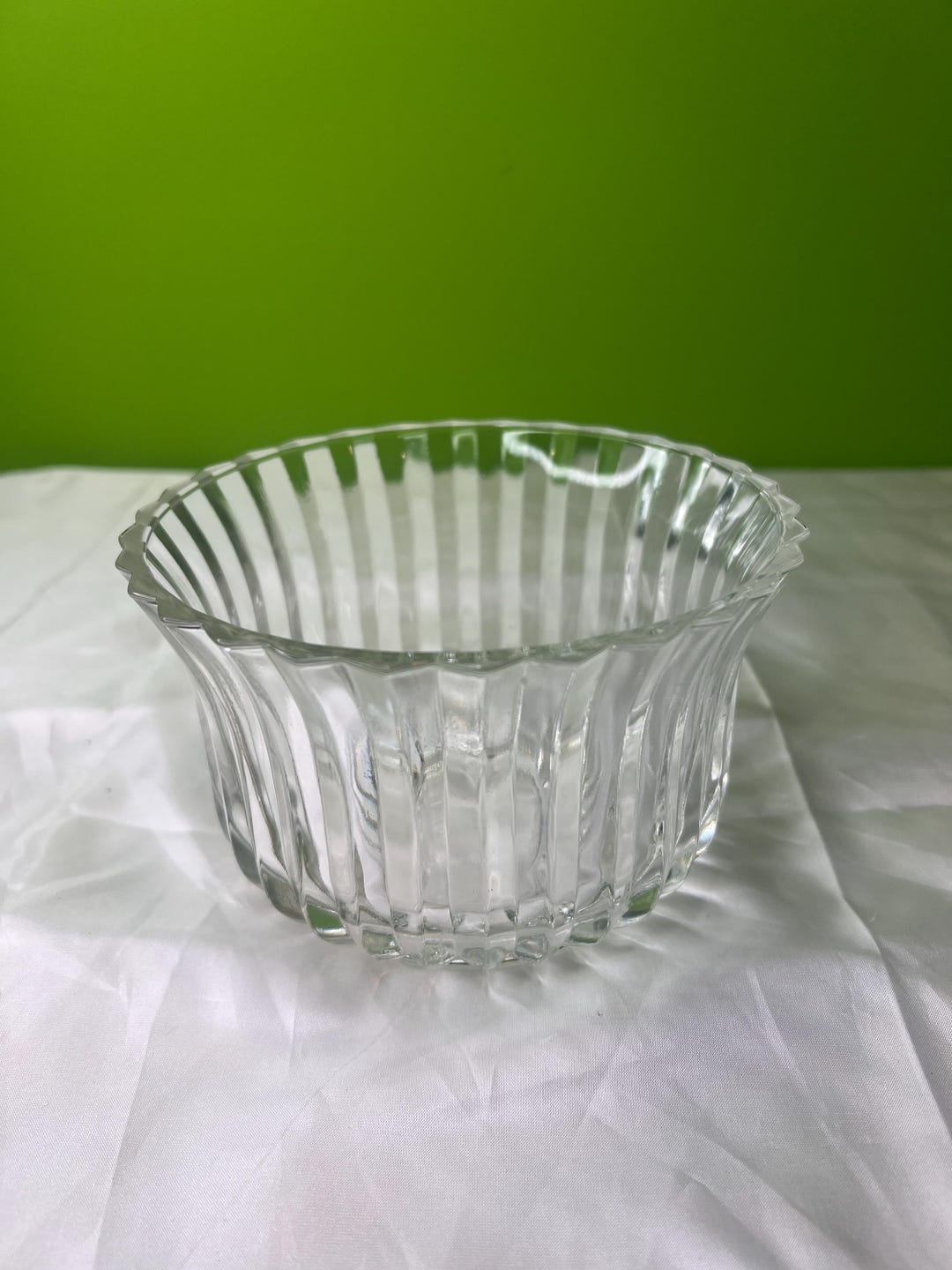 Vintage FTDA 1986 Clear Ribbed Glass Bowl~candy Dish - Etsy