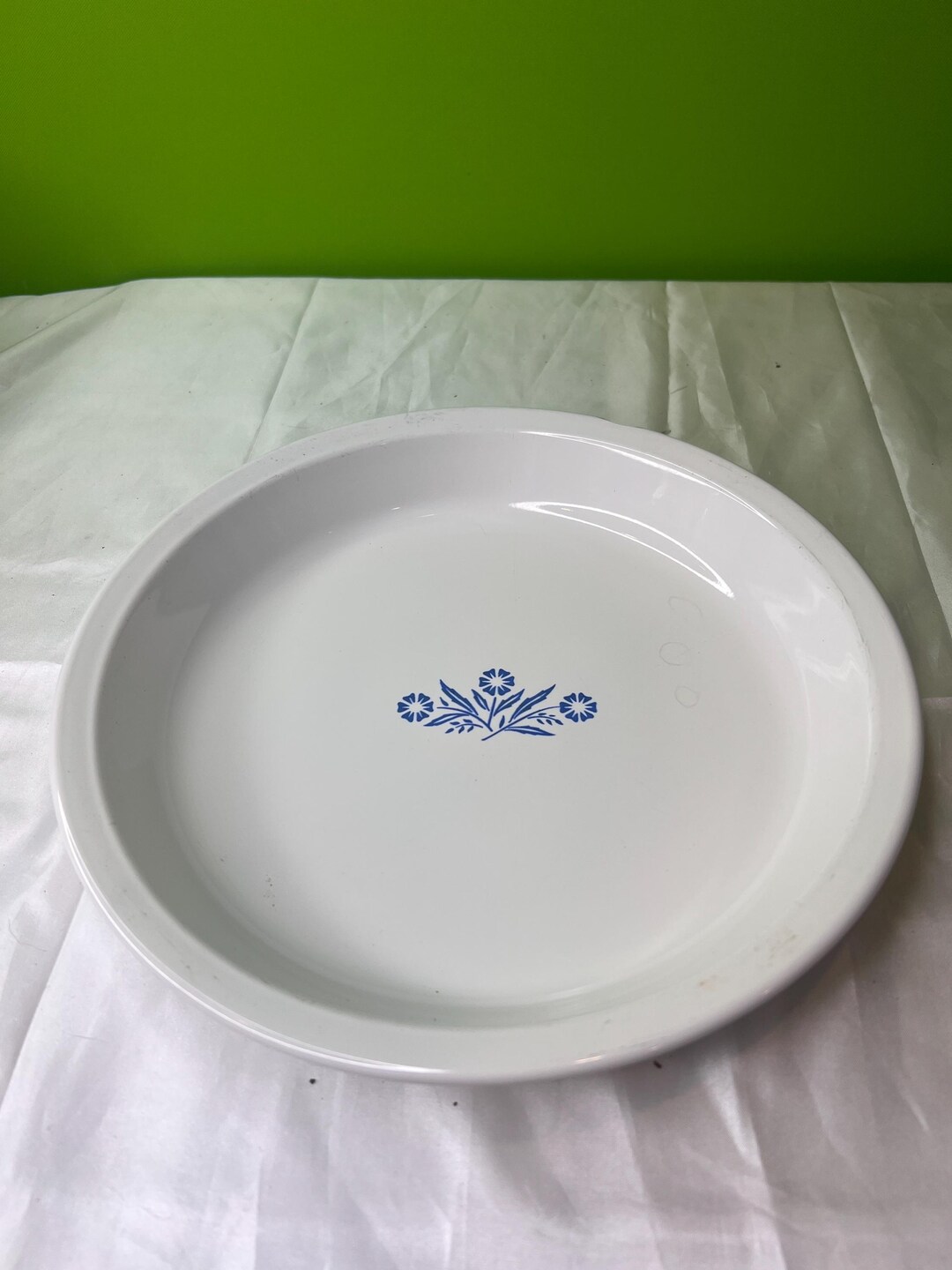 Vintage Corning Ware Pie Plate Blue Cornflower 10" P-309 Milk Glass ...