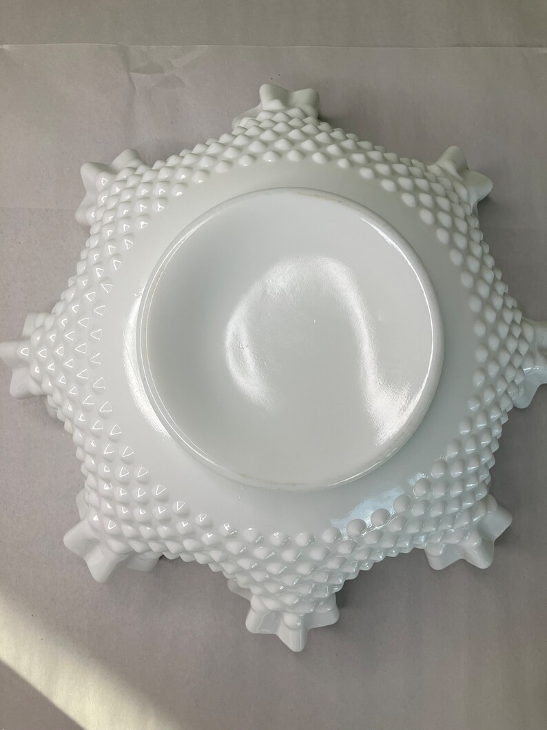 Vintage Large Hobnail Ruffled/crimped Rim Centerpiece/candy Dish/fruit ...